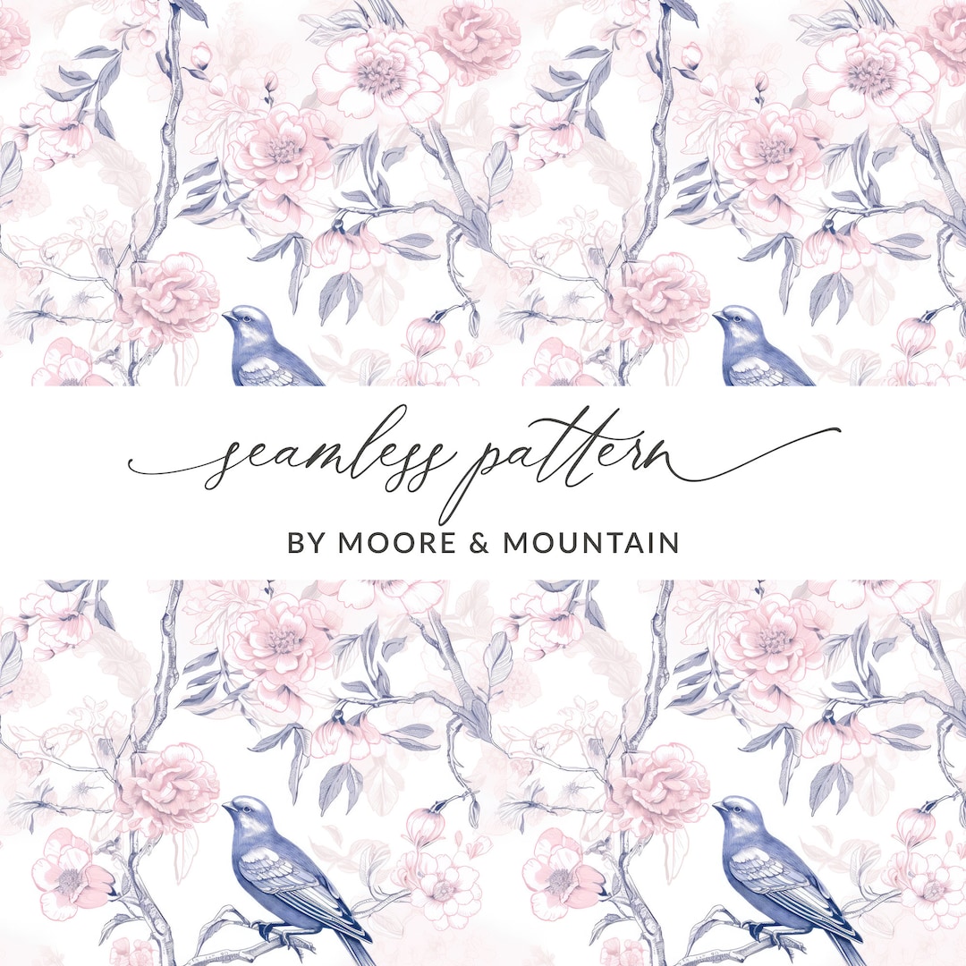 Pink Chinoiserie Seamless Pattern, Chinese Floral Pattern, Seamless ...