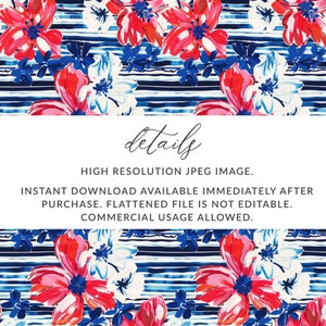 Red White and Blue Flowers Seamless Patriotic Pattern, Seamless Red ...