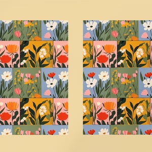 Patchwork Spring Flowers Background Pattern Quilt Squares Background ...