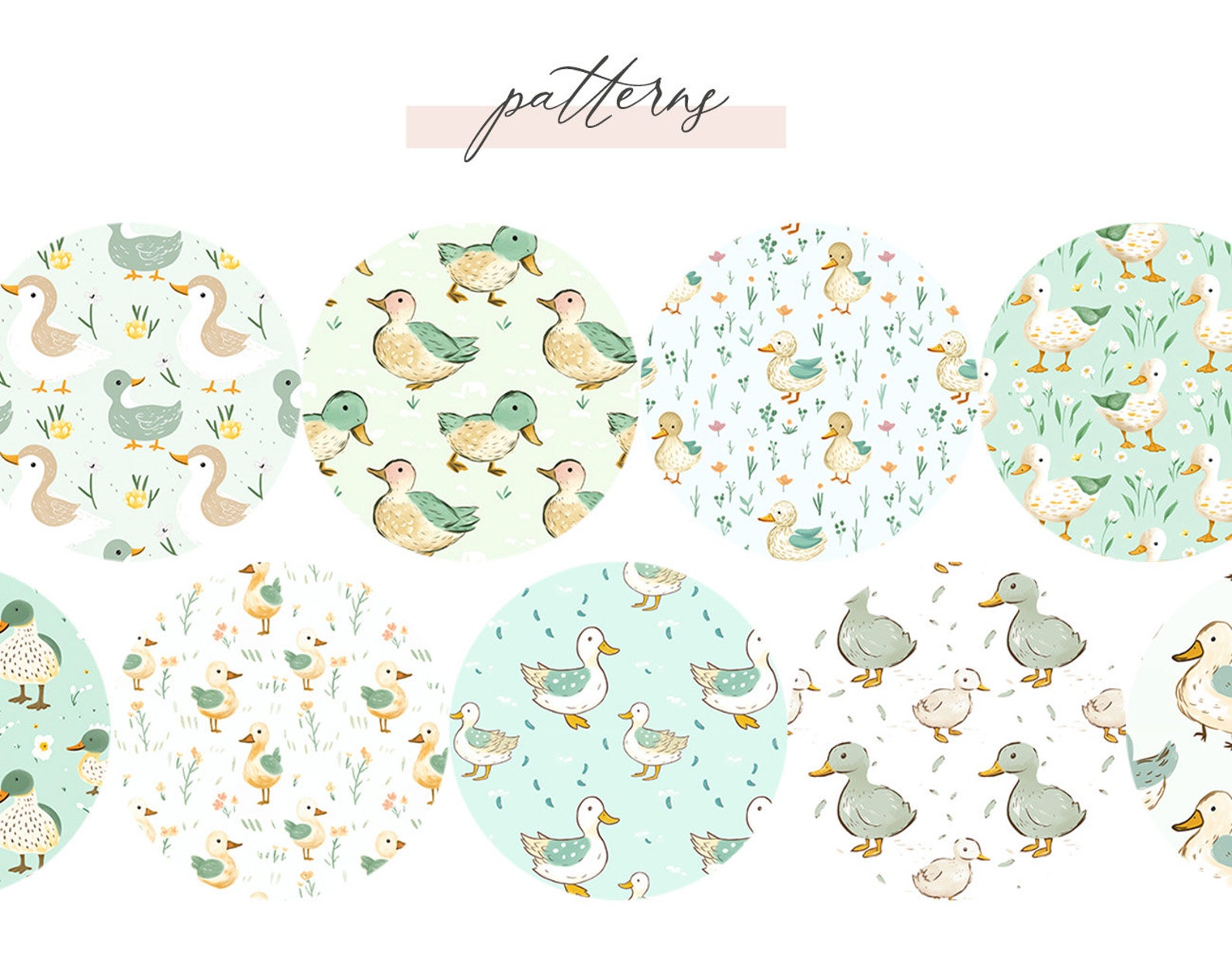 Cute Duck Seamless Patterns, Commercial Use (PNG Digital Download) - Etsy