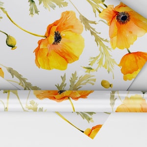 Seamless Mustard Yellow Poppy Pattern Seamless Watercolor Poppies ...