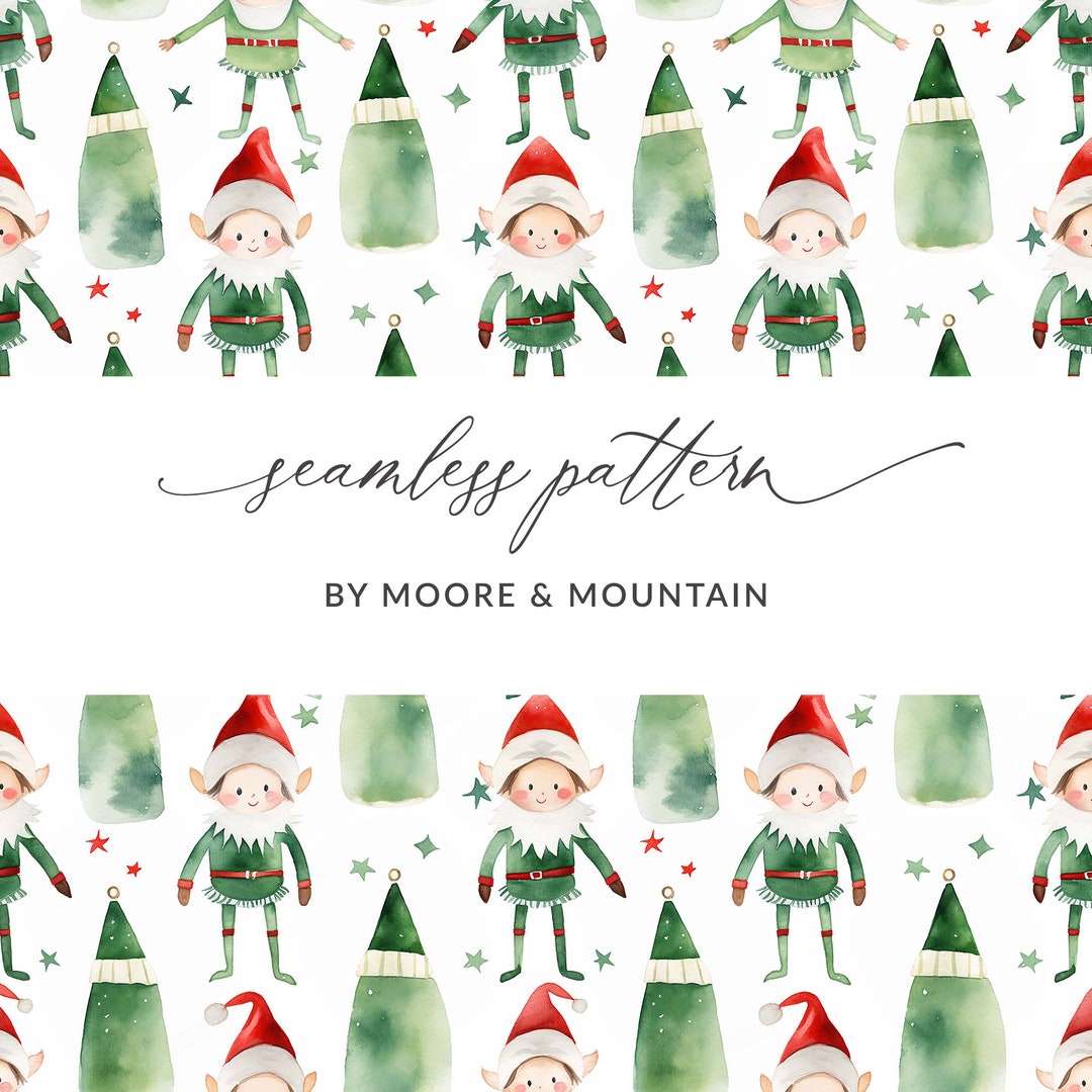 Elf Seamless Elf Pattern, Watercolor Elf Digital Paper, Seamless Elf ...