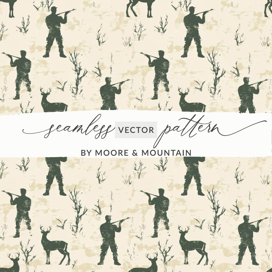 VECTOR Hunting Digital Paper, Hunter Deer Seamless Pattern, Camo ...