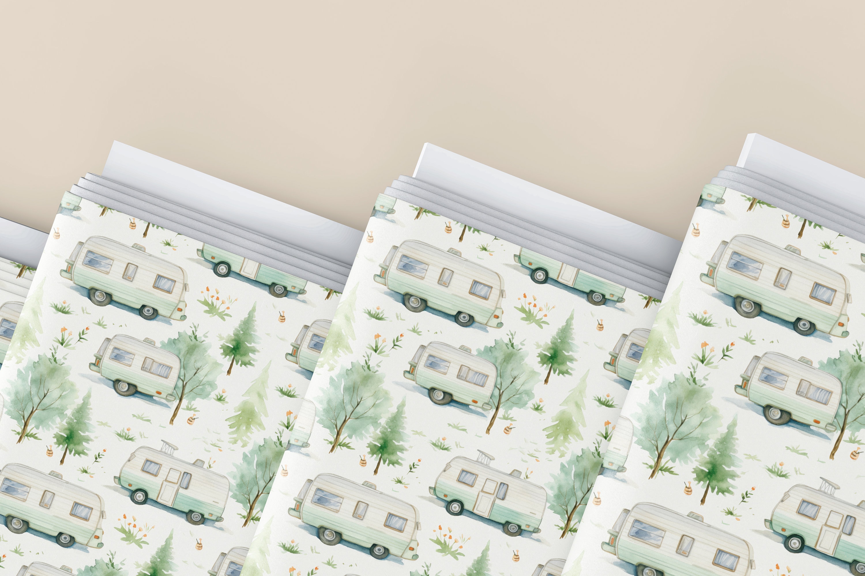 Seamless Camping Pattern With Camper Seamless Pattern, Vintage Camper ...