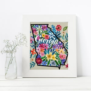 State of Georgia Clipart, Georgia State PNG, Georgia State With Flowers ...