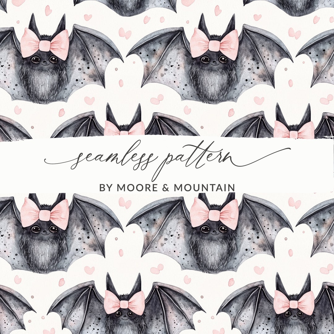Coquette Halloween Seamless Bats Pattern Cute Bats Background Pattern ...