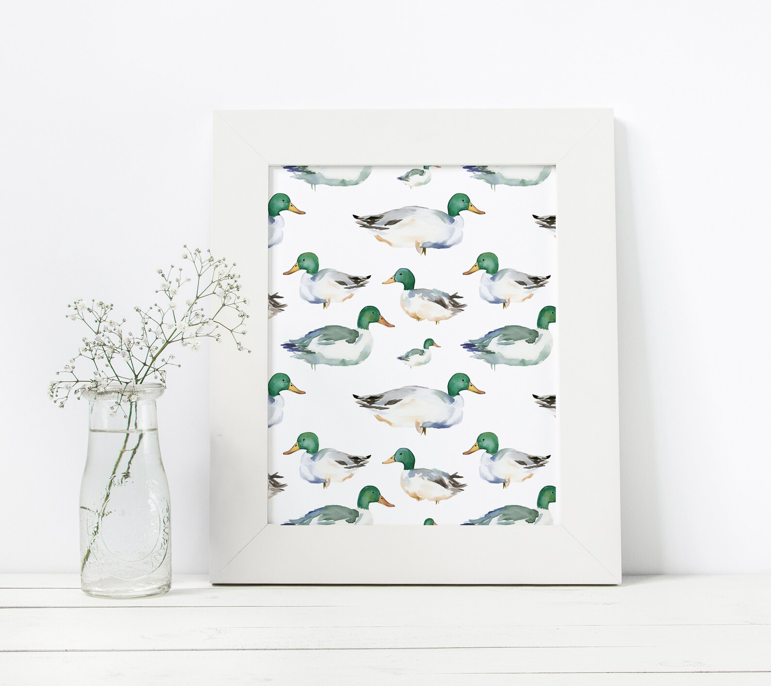 Seamless Mallard Duck Pattern Seamless Background Ducks, Watercolor ...