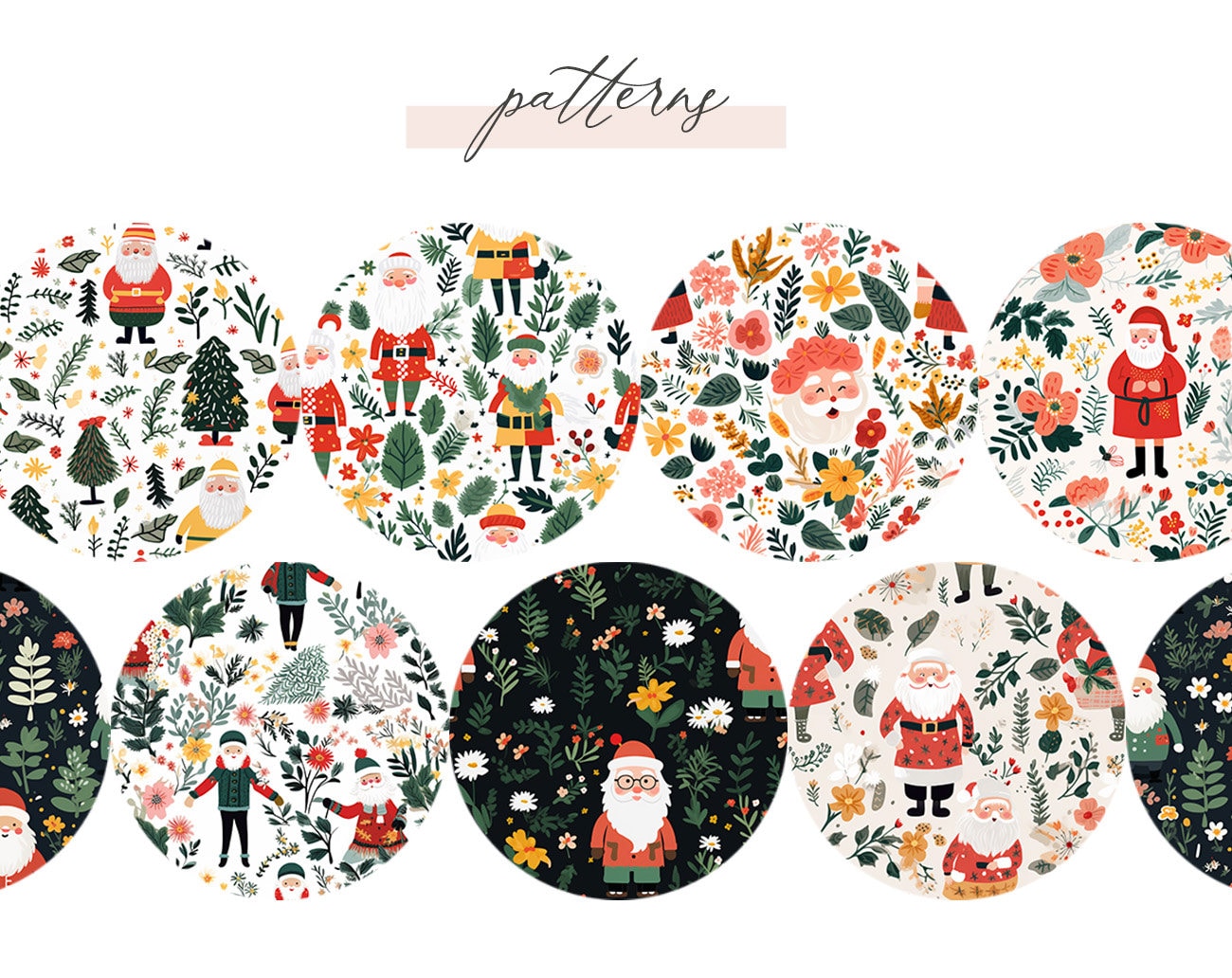 12 Cute Seamless Santa Patterns Seamless Background, Seamless Christmas ...