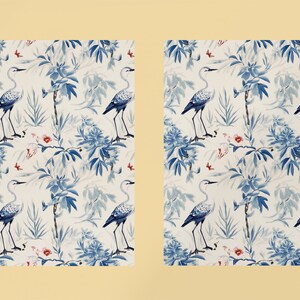 Seamless Crane Pattern, Watercolor Crane Blue Chinoiserie Pattern ...