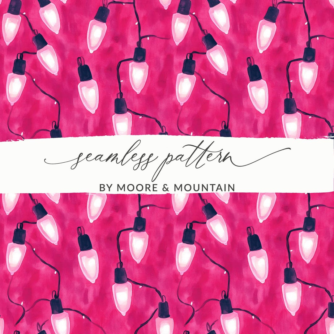 Preppy Christmas Lights Seamless Background Hot Pink Xmas Lights ...