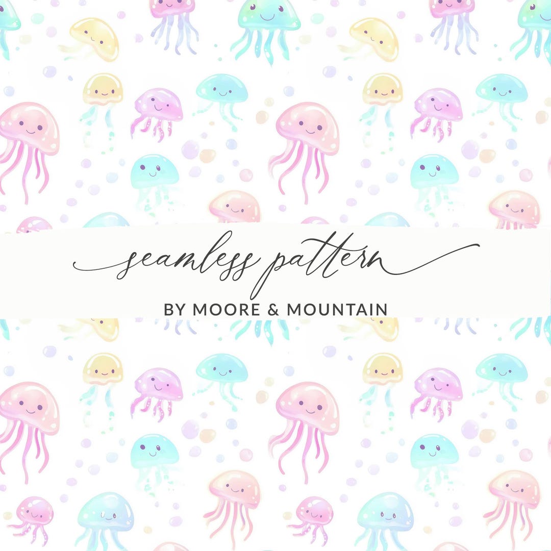 Iridescent Jellyfish Seamless Pattern Cute Mermaid Pattern Under the ...