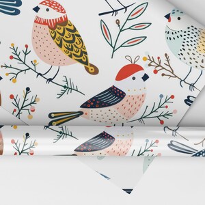 Cute Birds Seamless Background Illustrated Birds Pattern Winter Birds ...