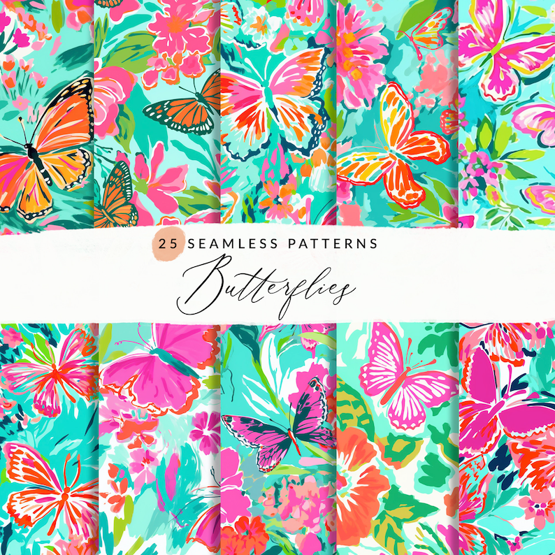 Vibrant Butterfly Background Patterns, SEAMLESS Butterfly Pattern ...