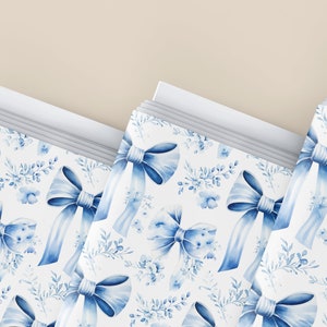 Blue Bow Seamless Pattern, Blue Bow Background, Watercolor Bow ...