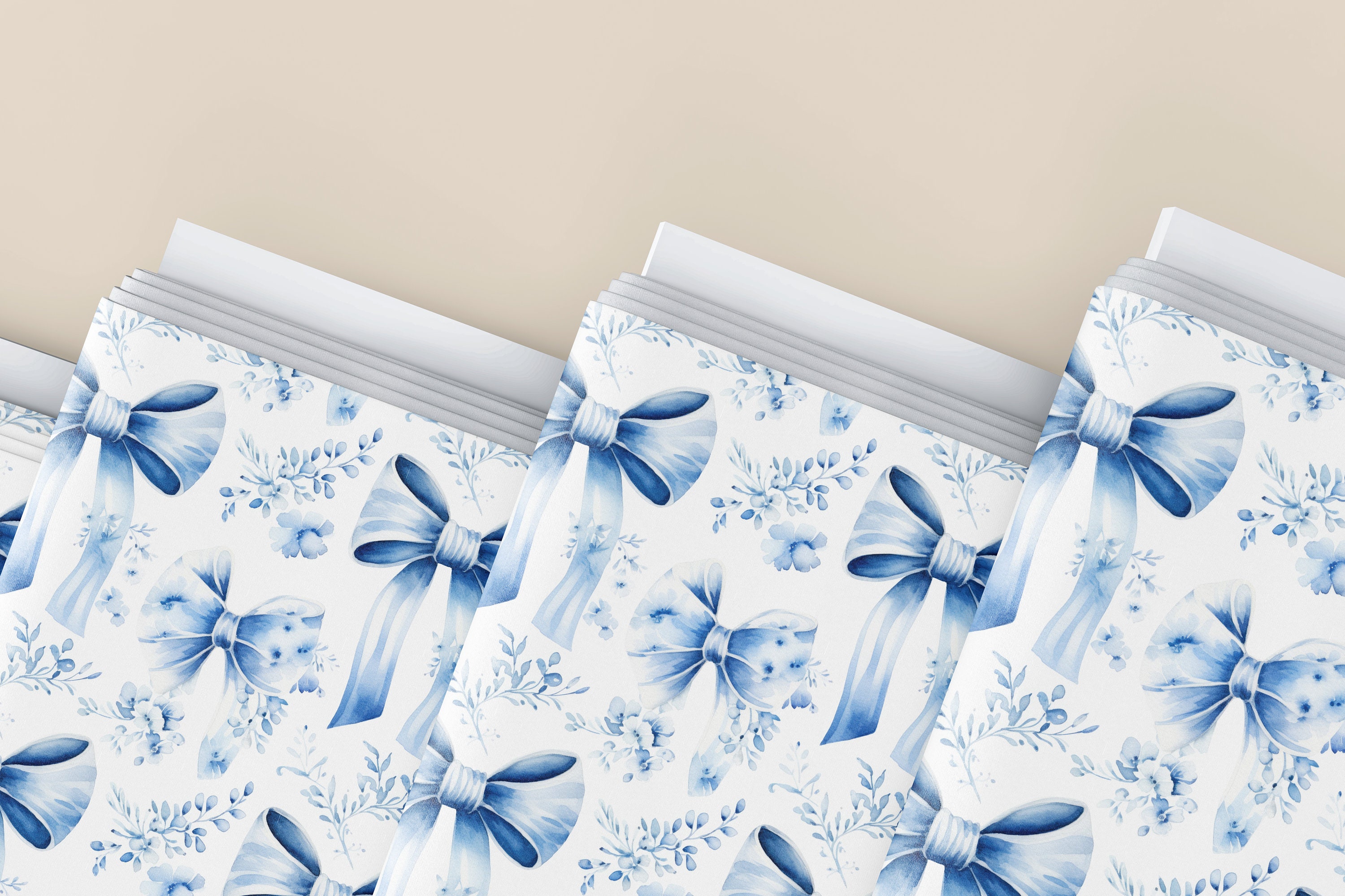 Blue Bow Seamless Pattern, Blue Bow Background, Watercolor Bow ...