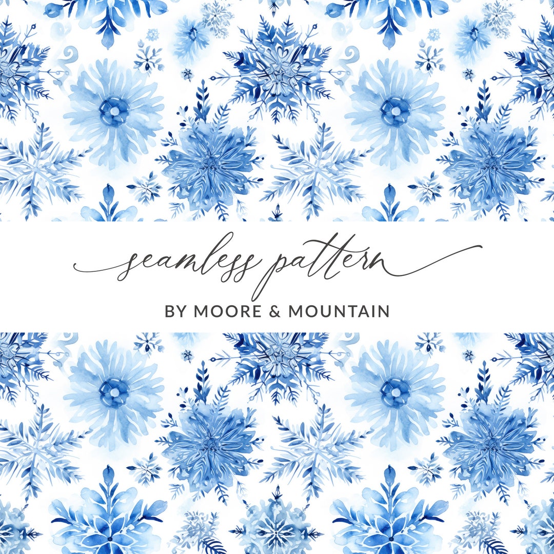 Seamless Snowflake Pattern Seamless Watercolor Snowflake Pattern, Blue ...