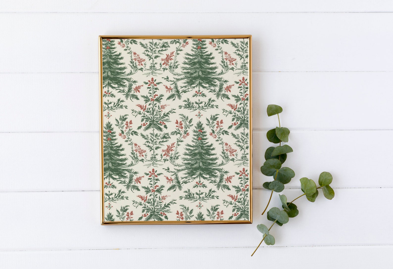 Vintage Tree Toile Seamless Pattern Antique Style Christmas Tree Toile ...