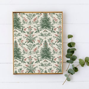 Vintage Tree Toile Seamless Pattern Antique Style Christmas Tree Toile ...