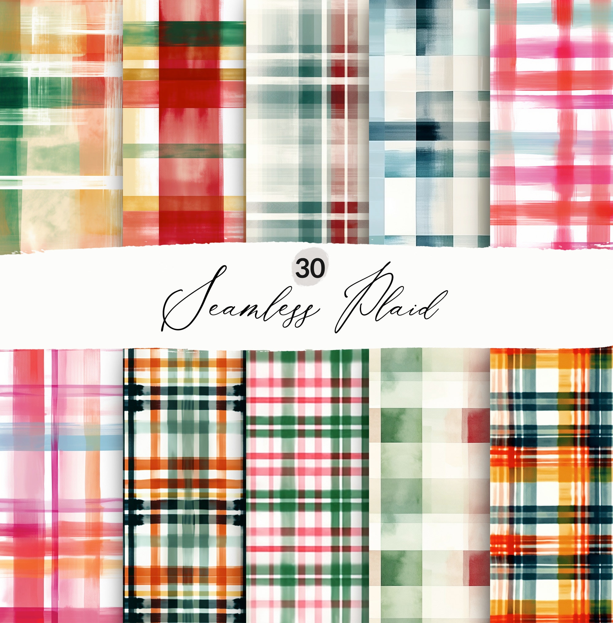 Watercolor Plaid Seamless Patterns Seamless Gingham, Christmas Plaid ...