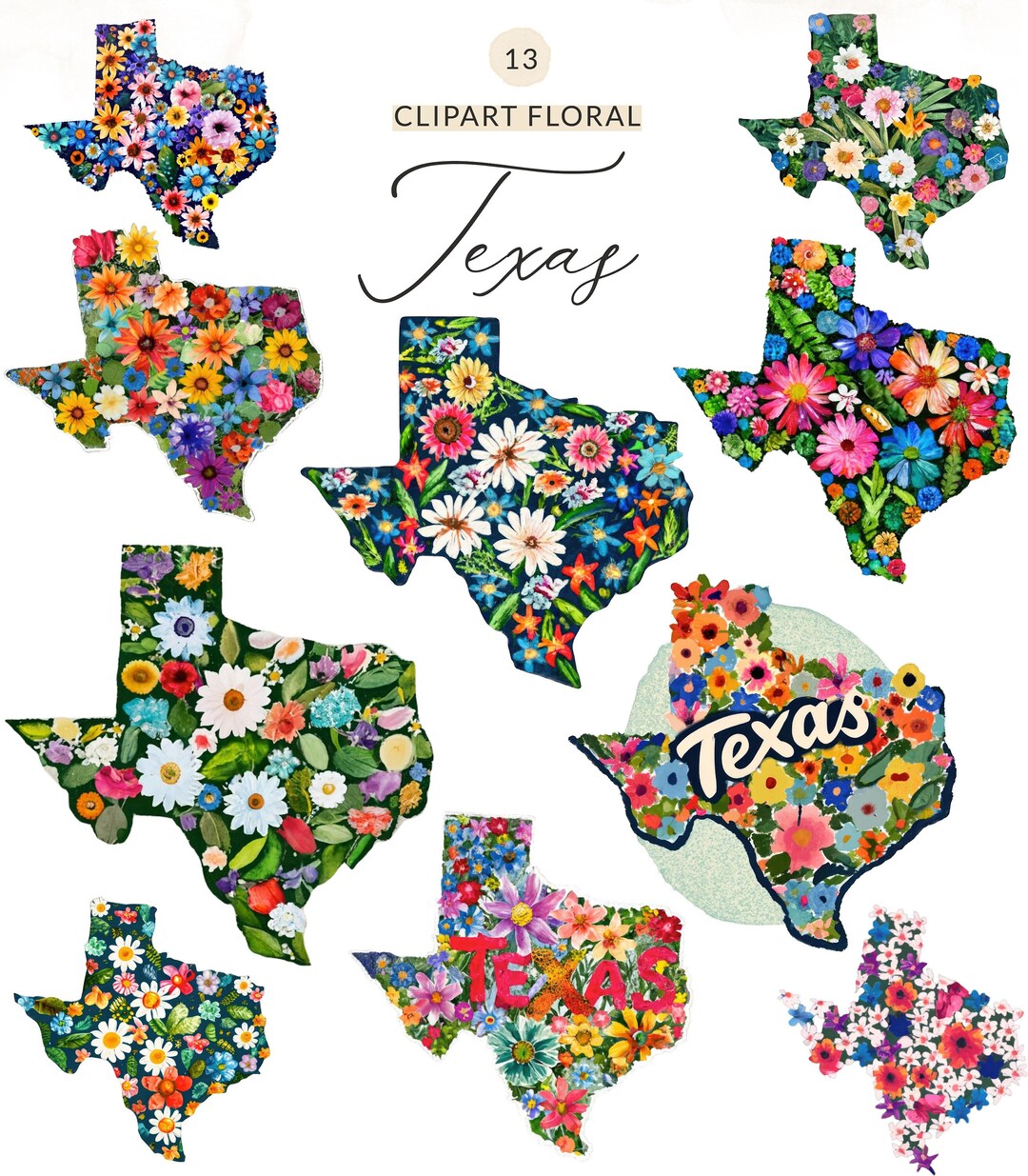 State of Texas Clipart, Texas State PNG, Floral Texas State With ...