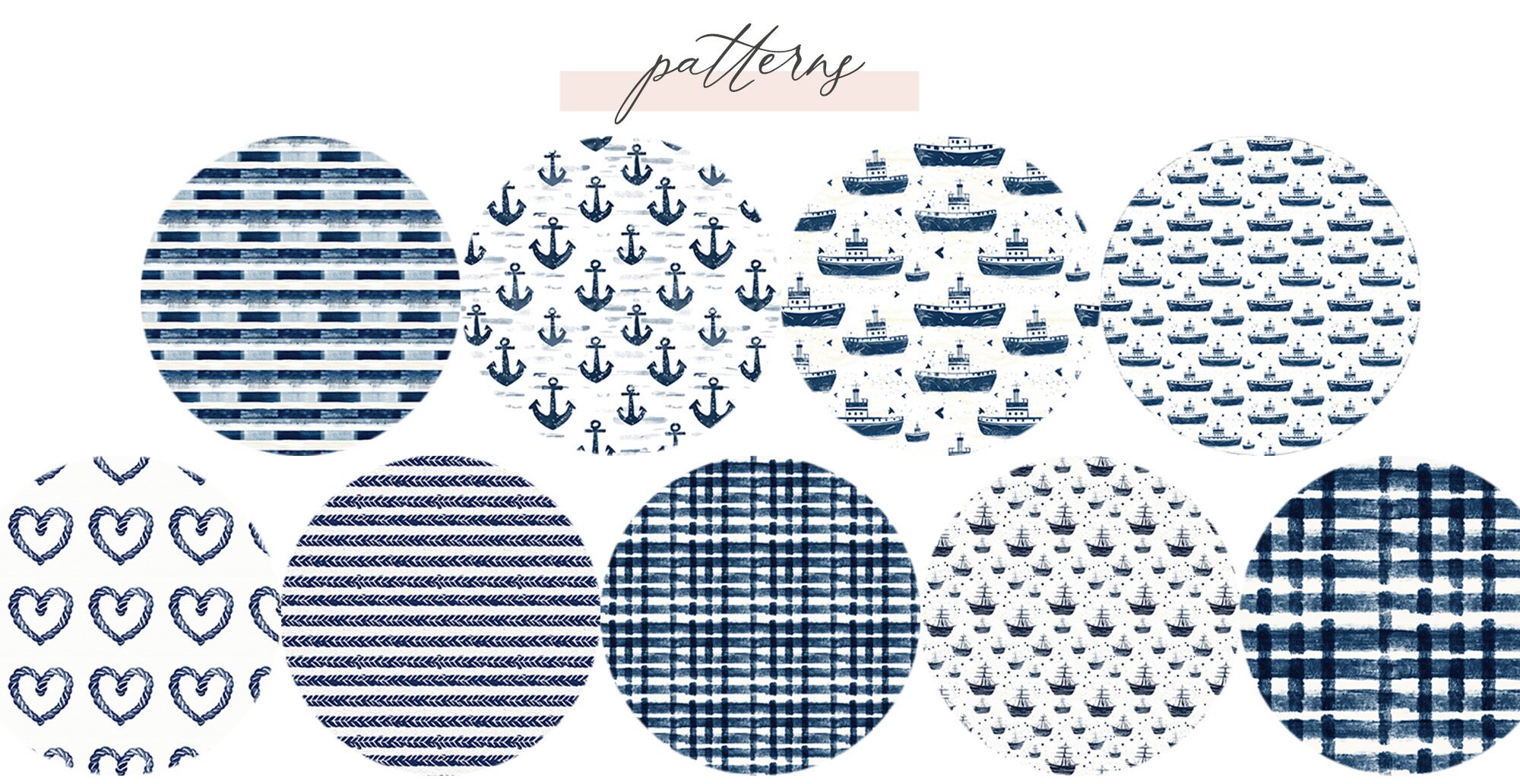 35 Seamless Nautical Backgrounds Set, Sailboat Seamless Patterns ...