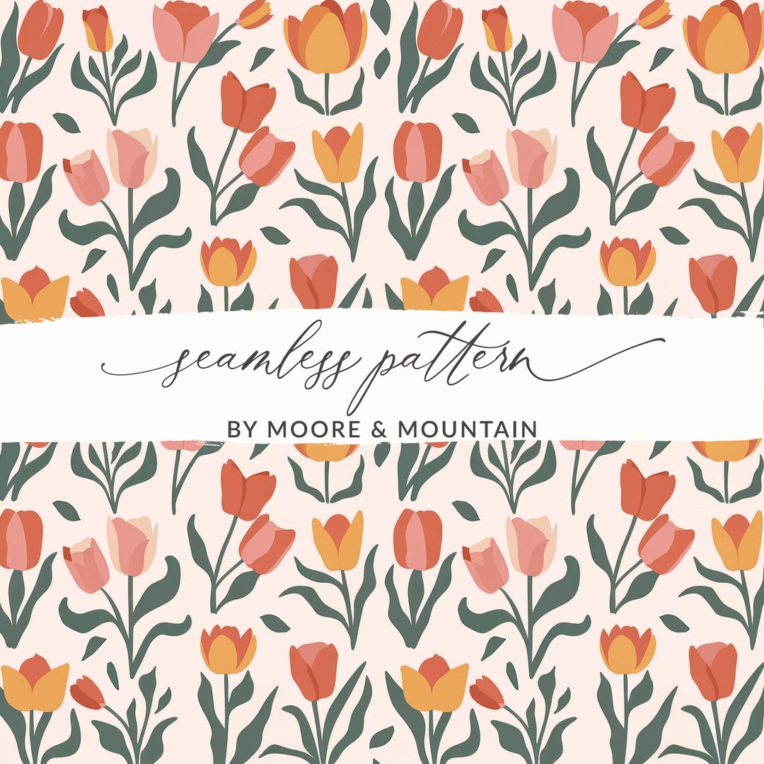 Spring Tulips Pattern, Seamless Tulips Pattern for Commercial Use Tulip ...