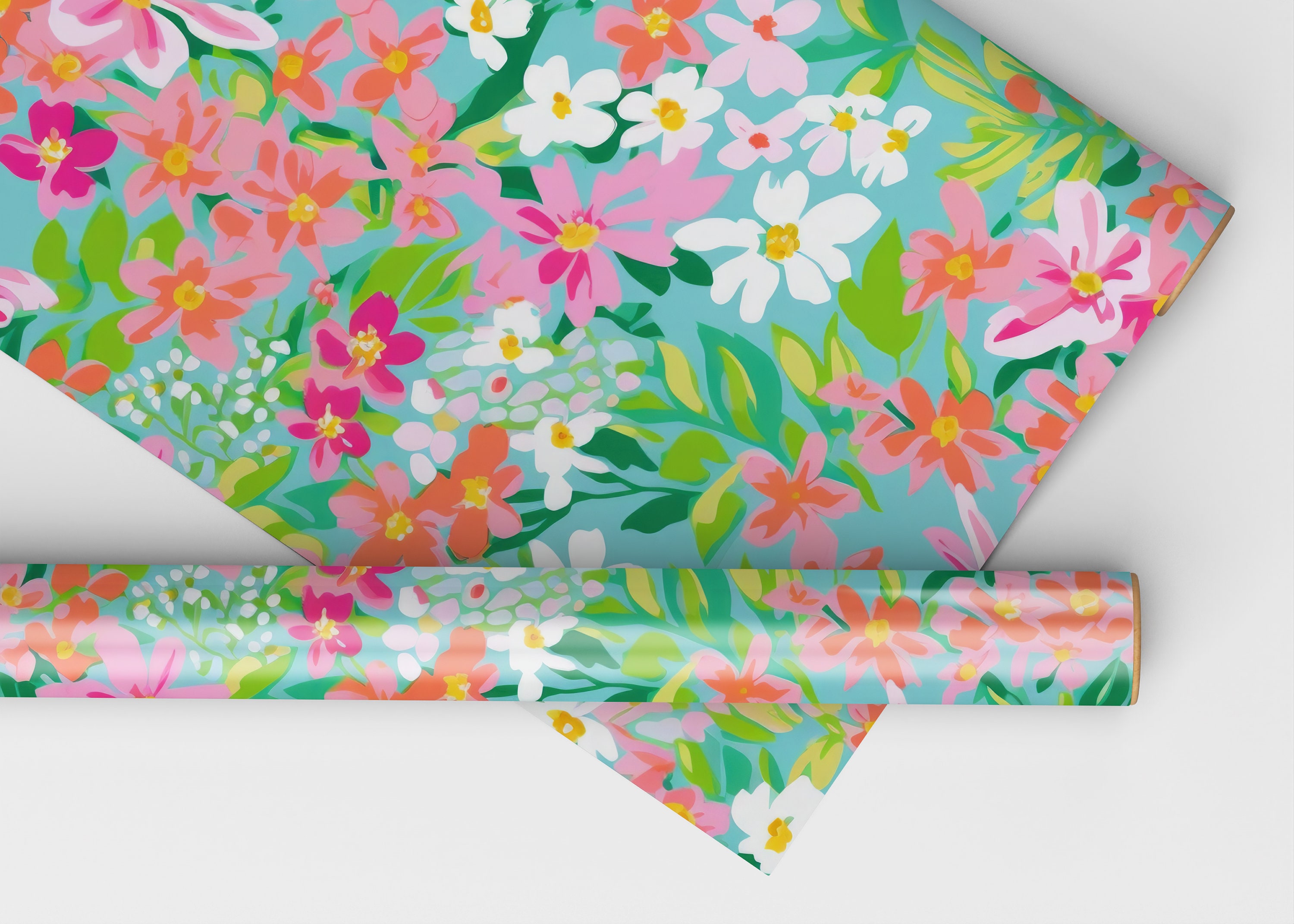Vintage Textile Design Floral Print Ditsy Flowers, Teal Flowers Digital ...