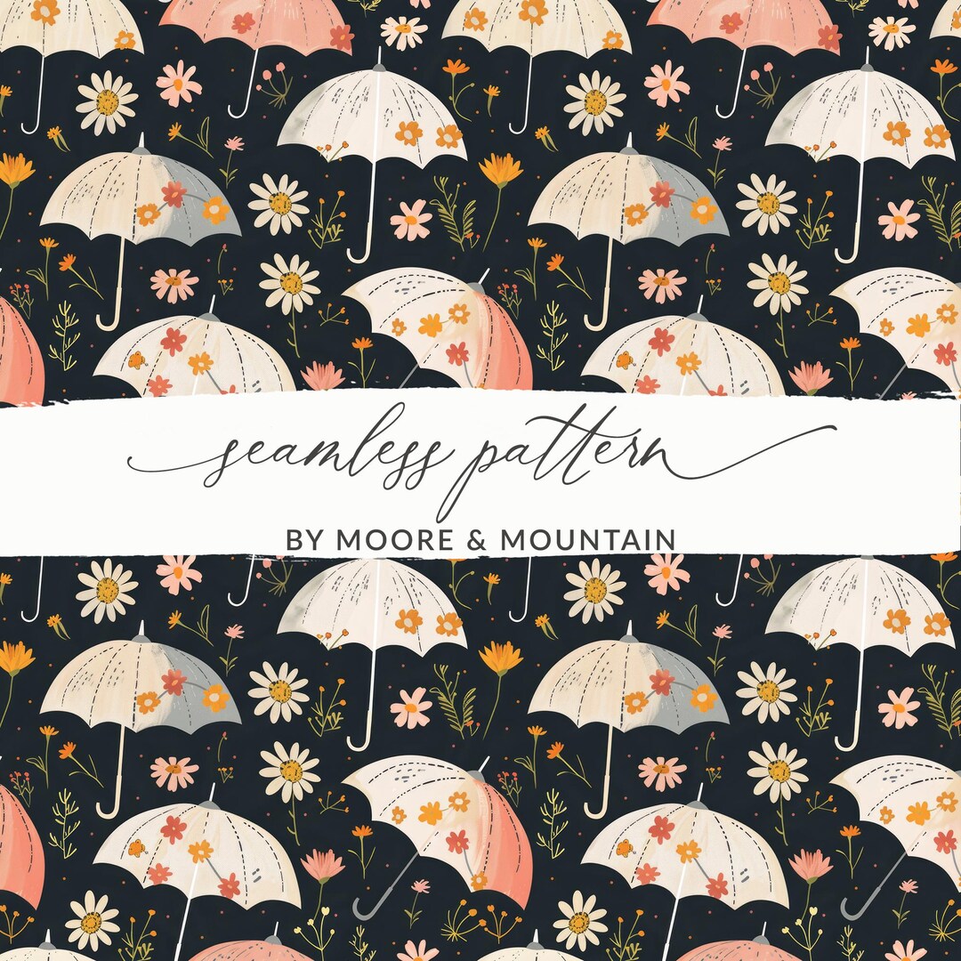 Seamless Spring Umbrella Background Pattern Spring Themed Digital Paper ...