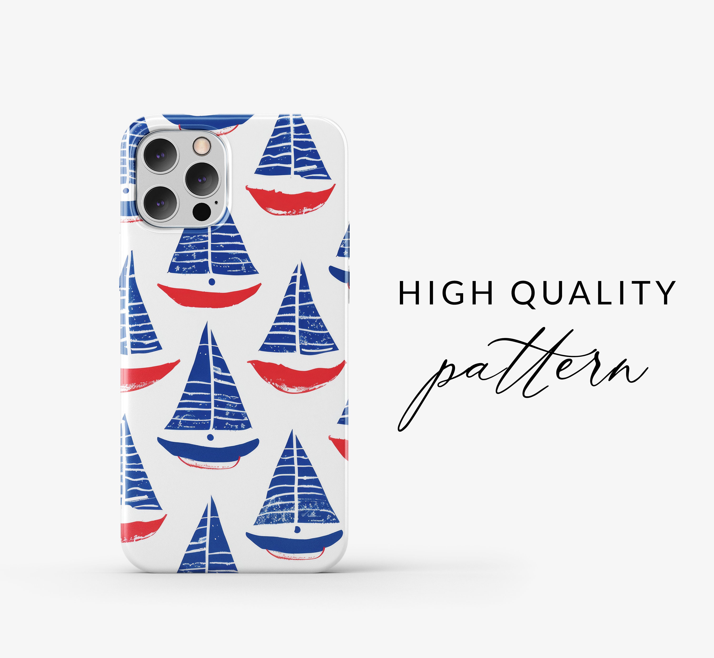 Seamless Cute Sailboat Pattern, Simple Sailboat Pattern, Blue Boat ...