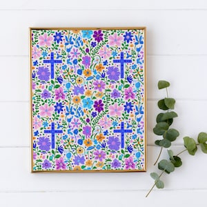Blue Christian Cross Background Pattern, Spring Easter Cross Pattern ...
