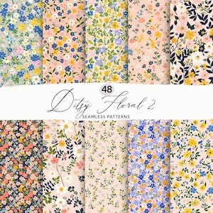 48 Seamless Pastel Ditsy Floral Patterns, Repeating Ditsy Floral ...