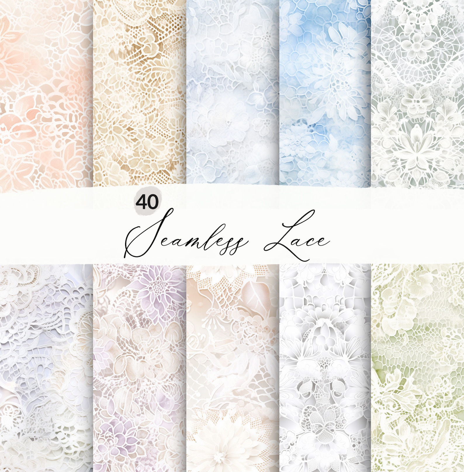 Seamless Lace PNG Background, Watercolor Lace Pattern, White Lace ...