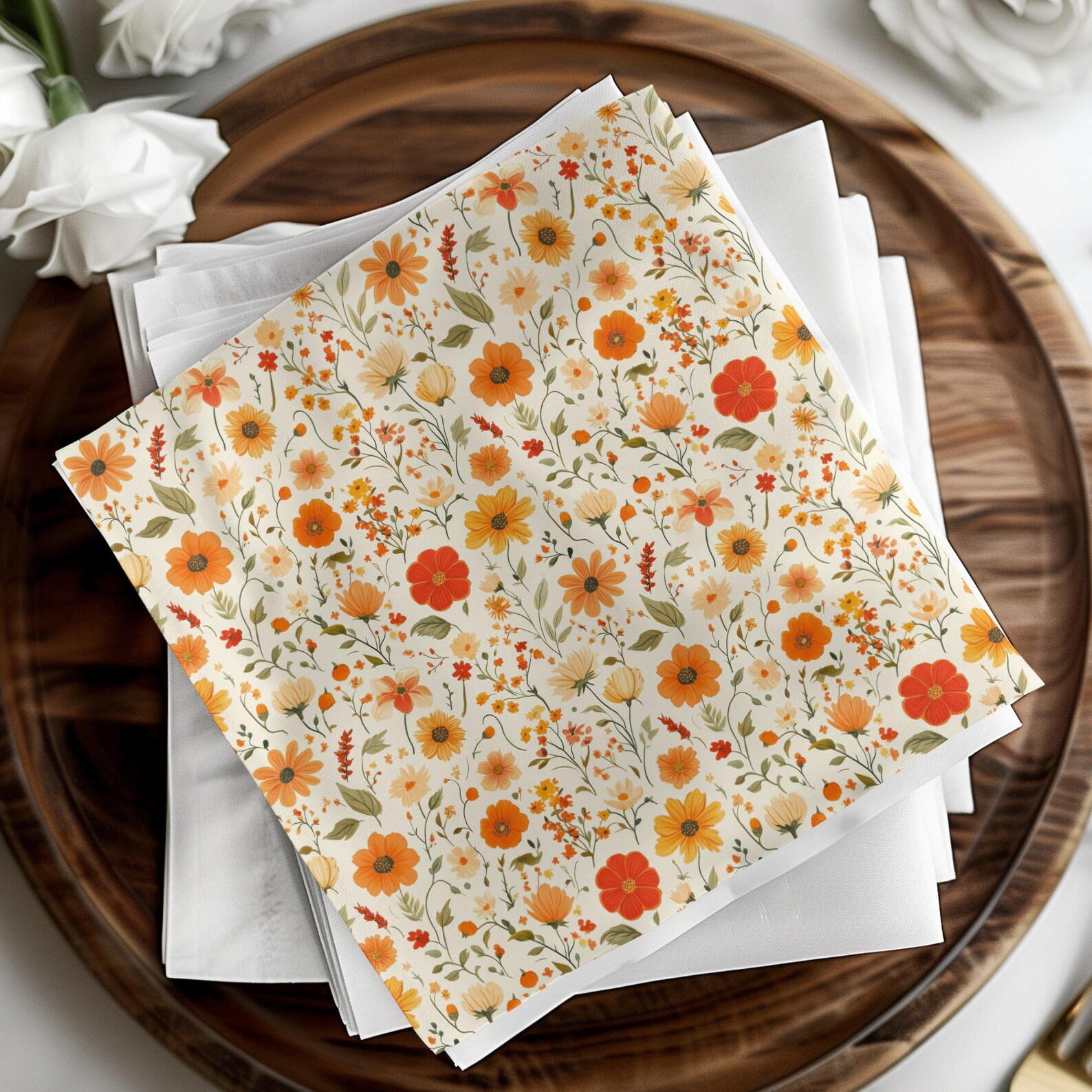 Autumn Floral Digital Paper, Seamless Flower Pattern, Fall Botanical ...