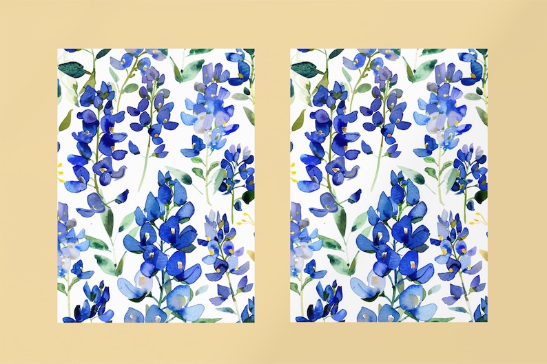 Watercolor Bluebonnets Seamless Pattern, Painted Bluebonnets, Spring ...