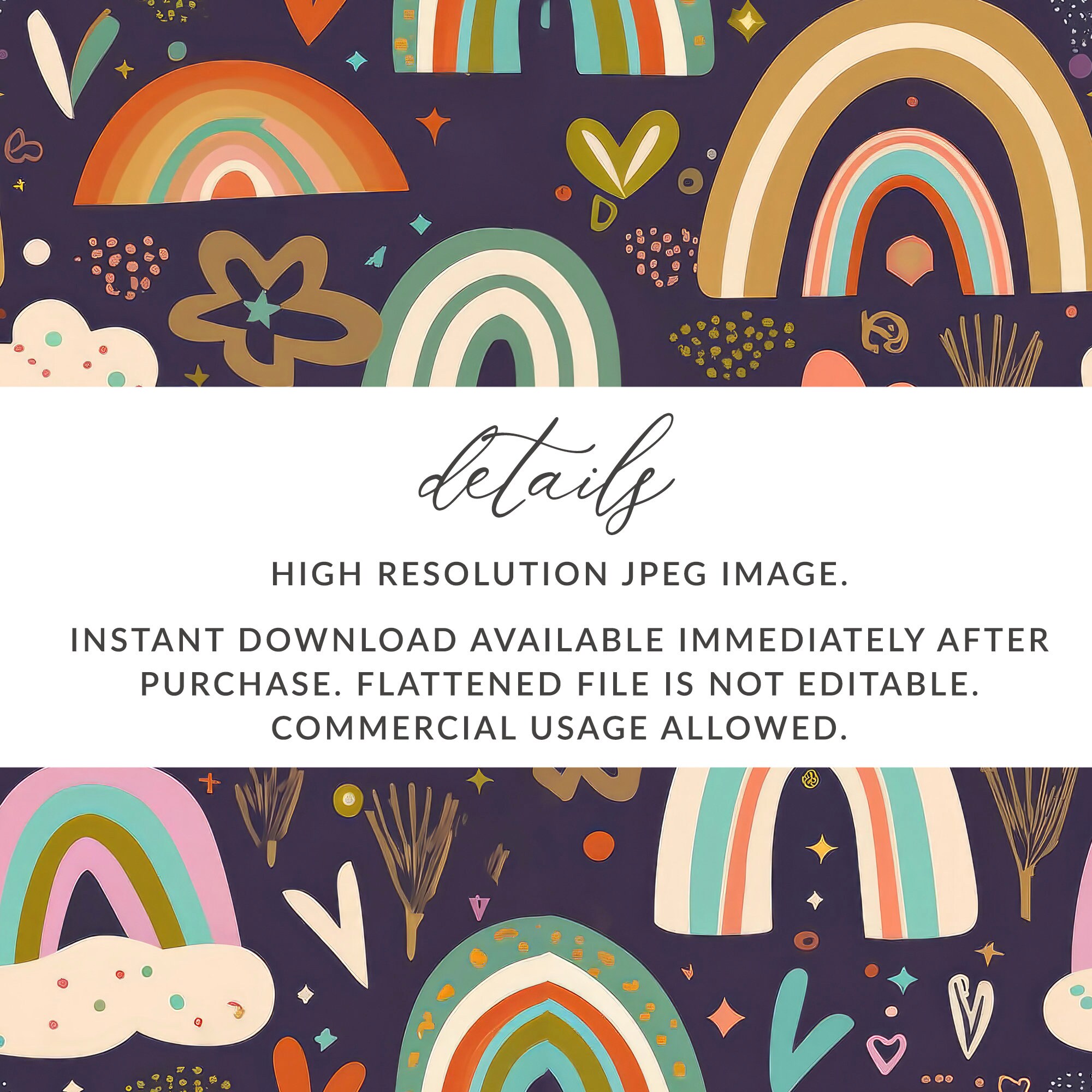 Navy Blue Rainbow Pattern, Seamless Navy Rainbow Pattern, Girly Rainbow ...