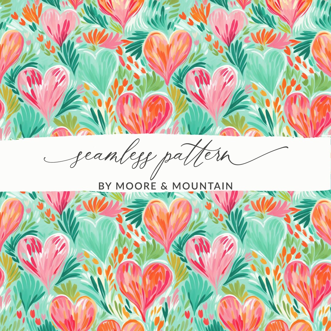 Preppy Hearts Seamless Background Pattern Neon Hearts Repeating ...