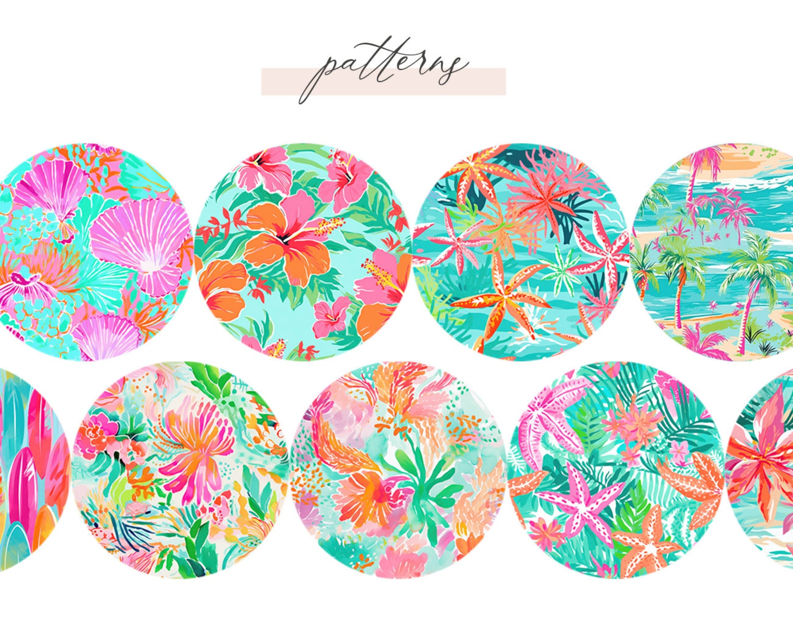 40 Beachy Seamless Patterns, Seamless Beach Pattern PNG Digital Files ...