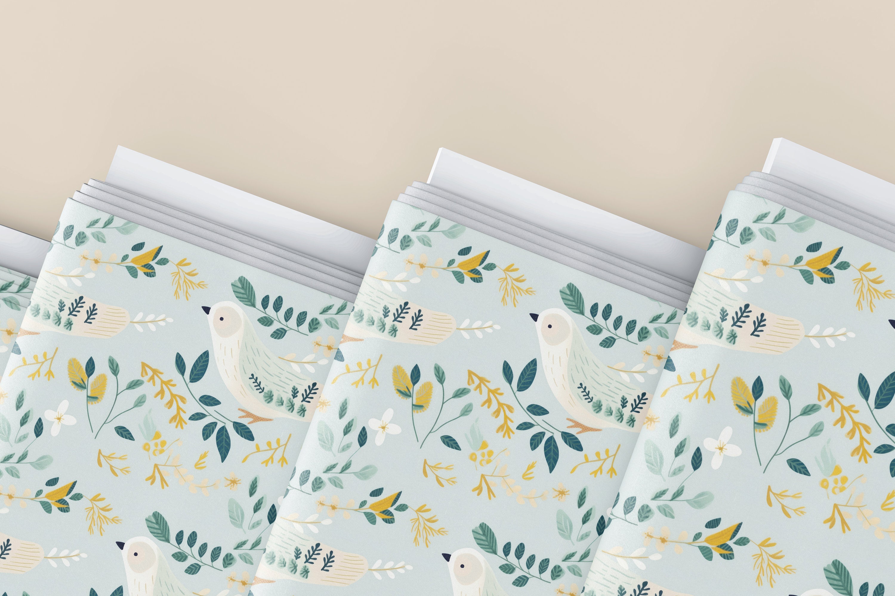 Illustrated Pastel Bird Pattern, Illustrated Bird Background, Light ...