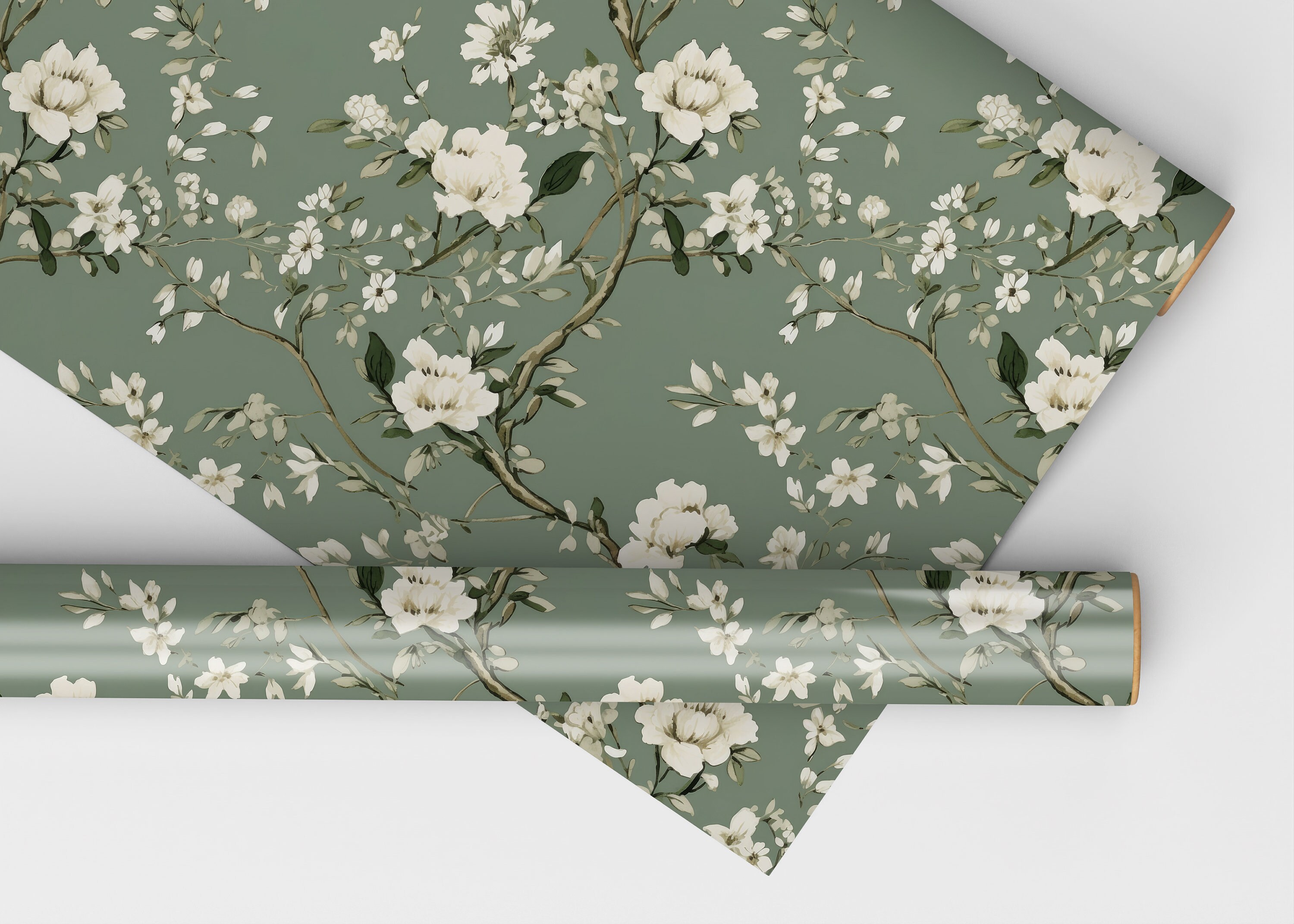 Seamless Sage Green Background, Victorian Floral Seamless Background ...