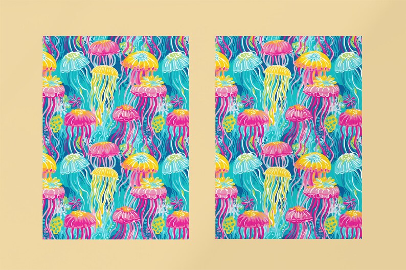 Jellyfish Background, Preppy Jellyfish Seamless Pattern, Sea Creature ...