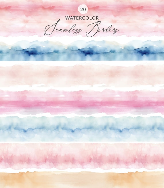 Watercolor Border Clipart Watercolor Clipart Borders Etsy