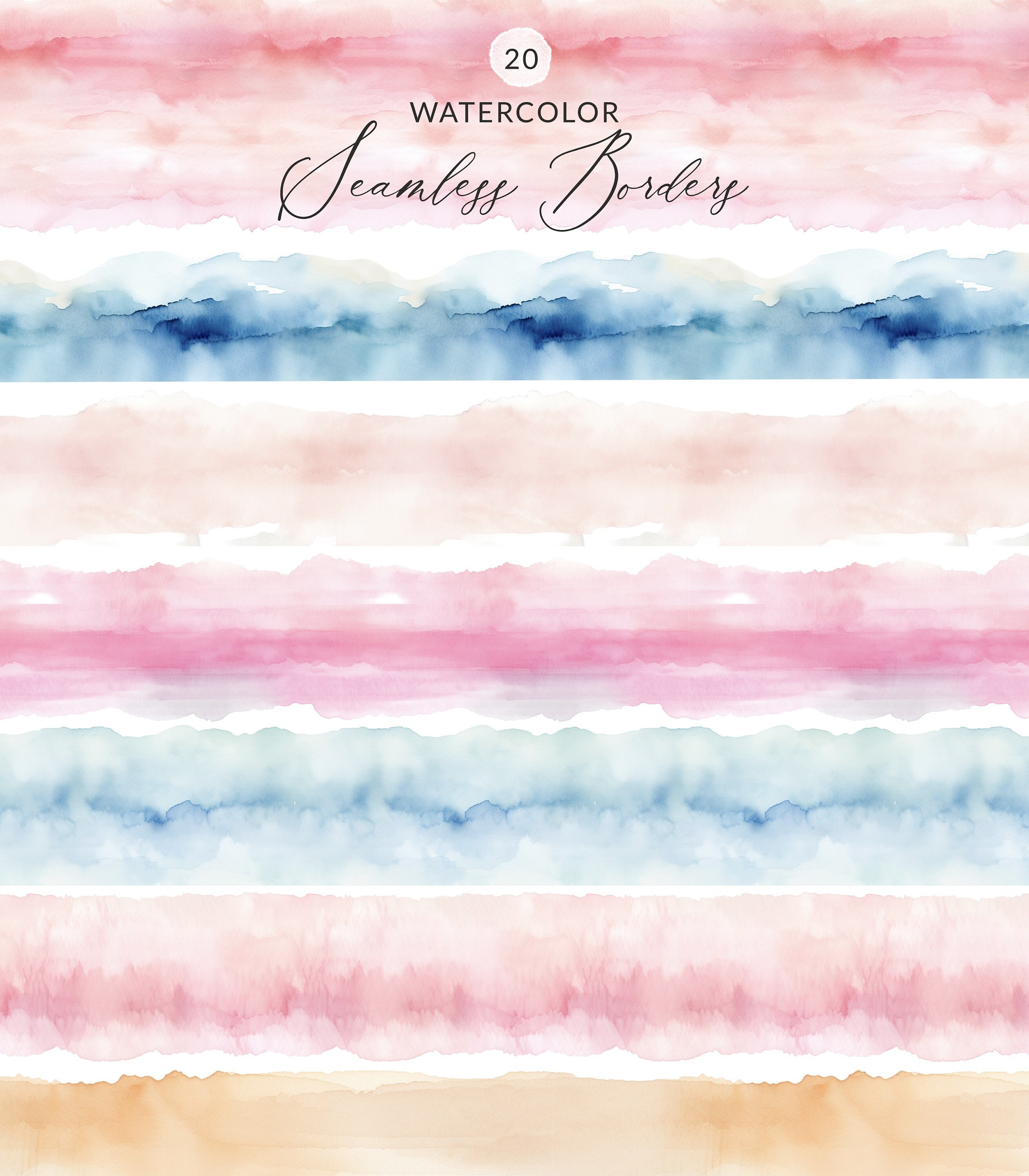 20 Seamless Borders Clipart Seamless Watercolor Borders - Etsy