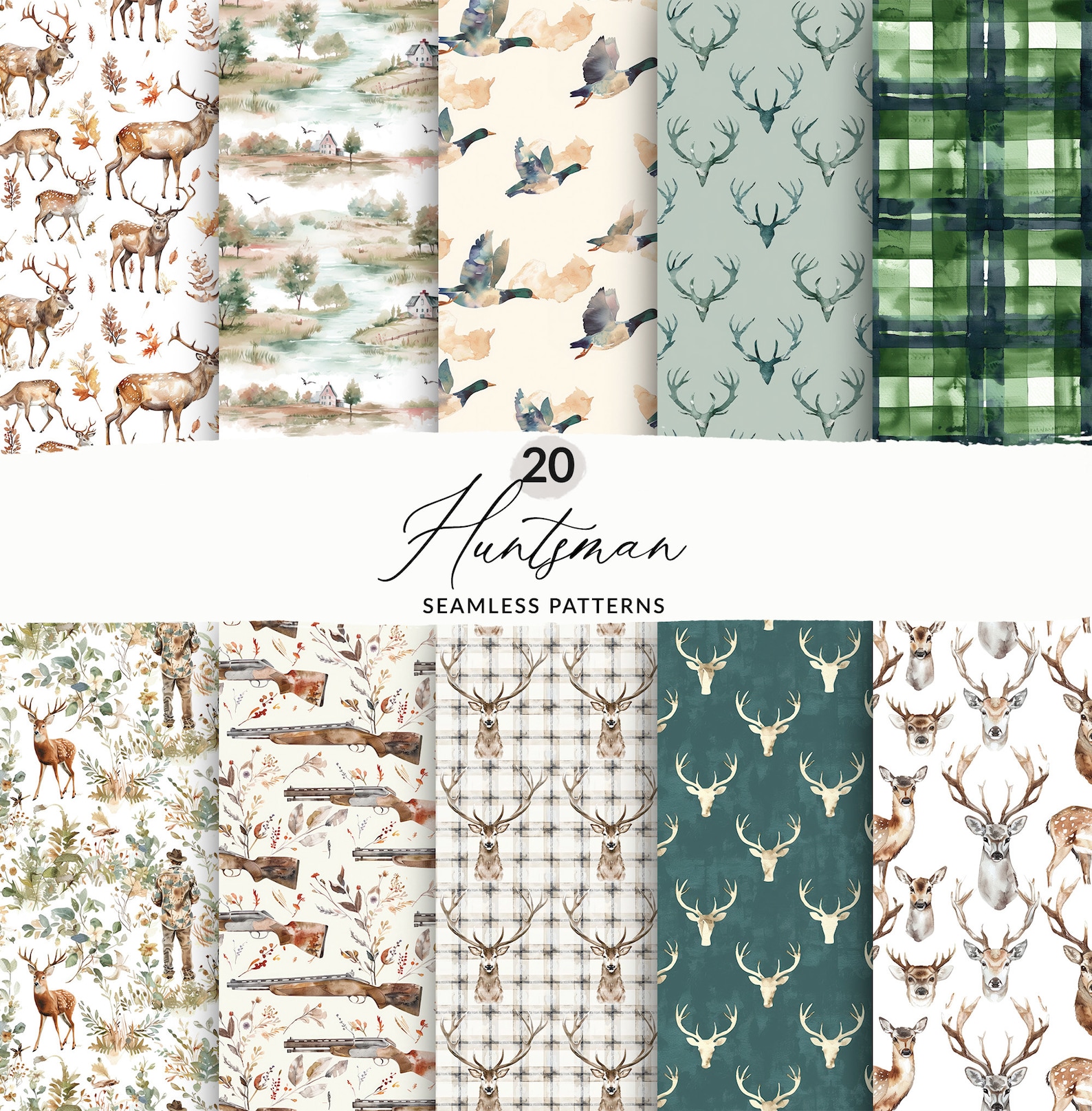 Hunting Background Pattern Pack, Seamless Mallard Duck Seamless ...