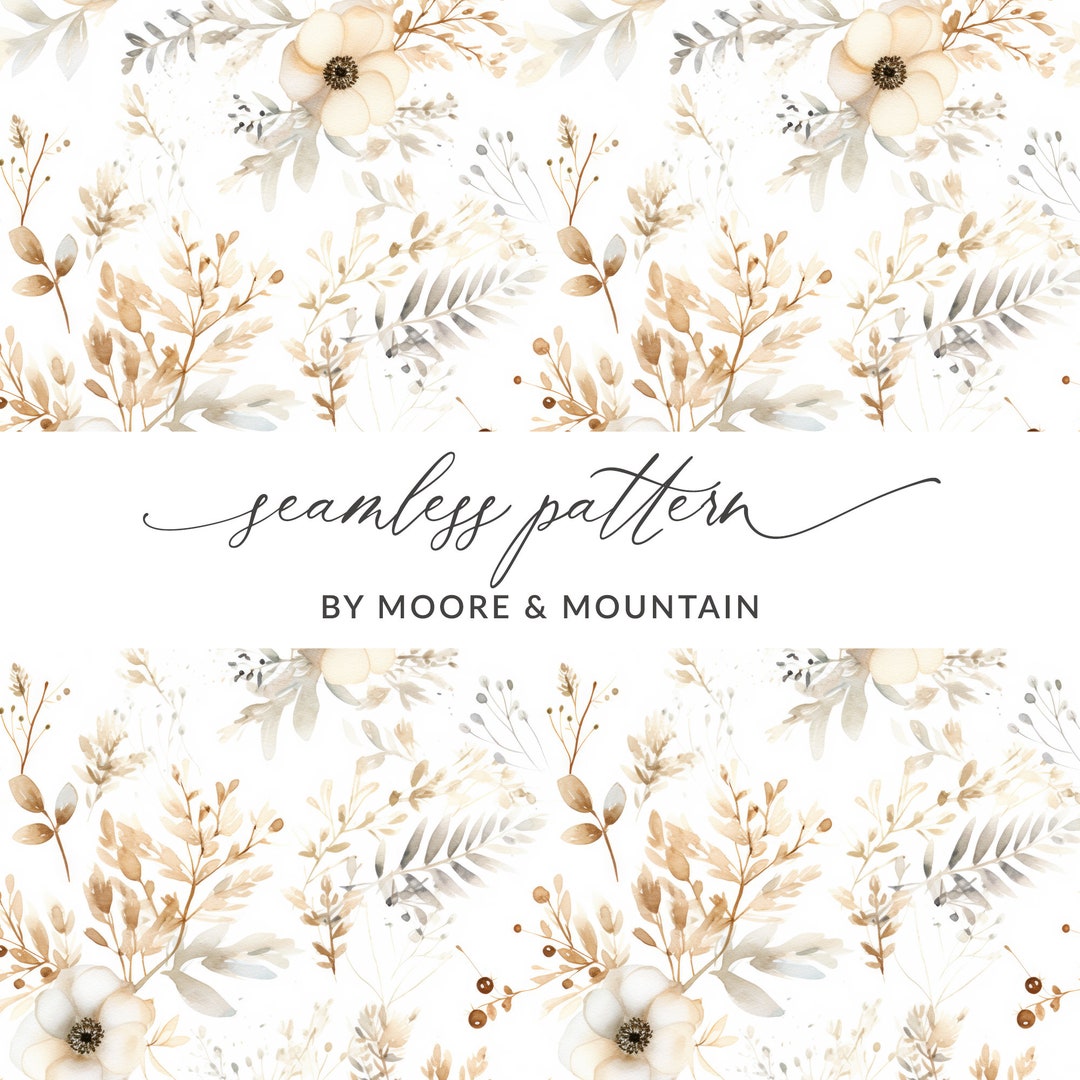 Seamless Winter Boho Floral Pattern, Seamless Winter Boho Neutral ...