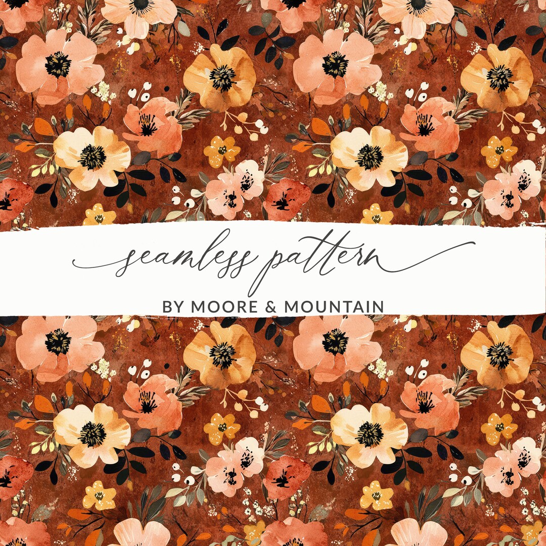 Rust Colored Fall Flowers Wallpaper Background, Seamless Fall Floral ...
