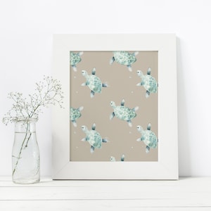 Seamless Pastel Turtle Pattern, Cute Watercolor Turtle Background ...