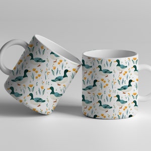 Cute Spring Ducks Seamless Pattern, Cute Ducks Repeating Background ...