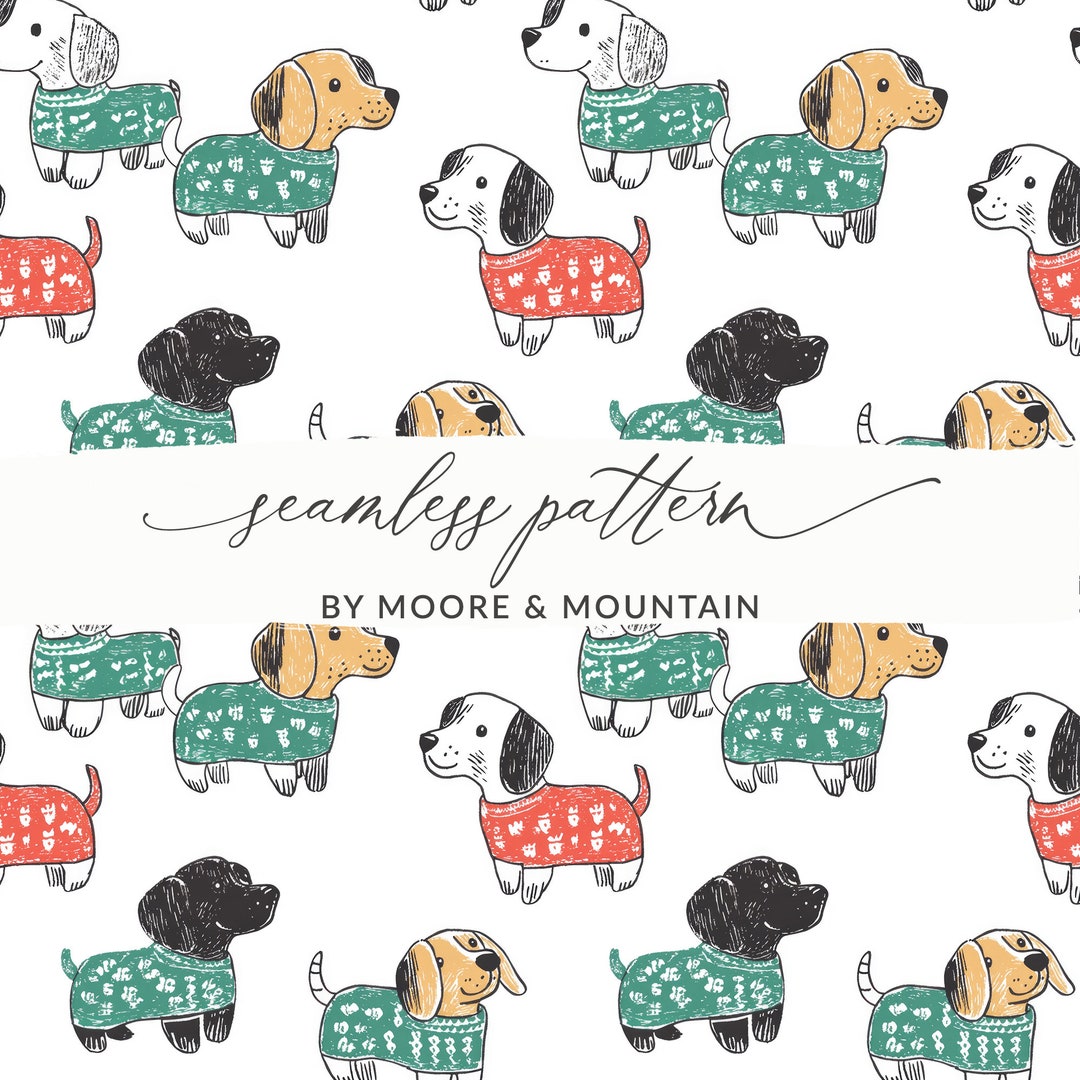Cute Christmas Dogs Seamless Background Pattern, PNG Dogs Christmas ...