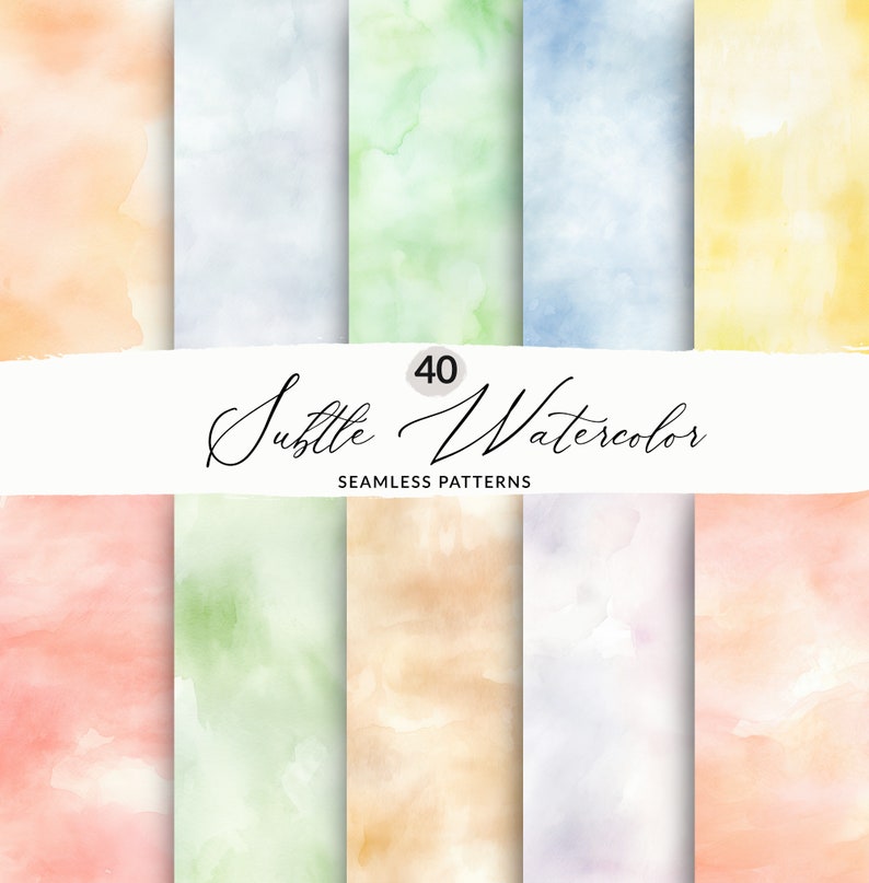 40 Gentle Watercolor Seamless Pattern Backgrounds, Subtle Watercolor ...