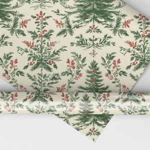 Vintage Tree Toile Seamless Pattern Antique Style Christmas Tree Toile ...